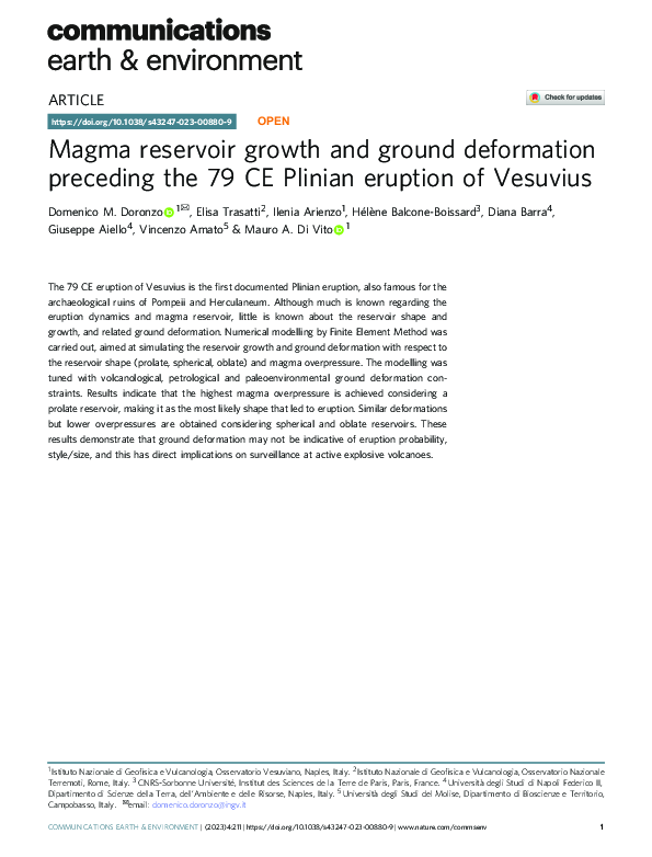 (PDF) Magma reservoir growth and ground deformation preceding the 79 CE ...