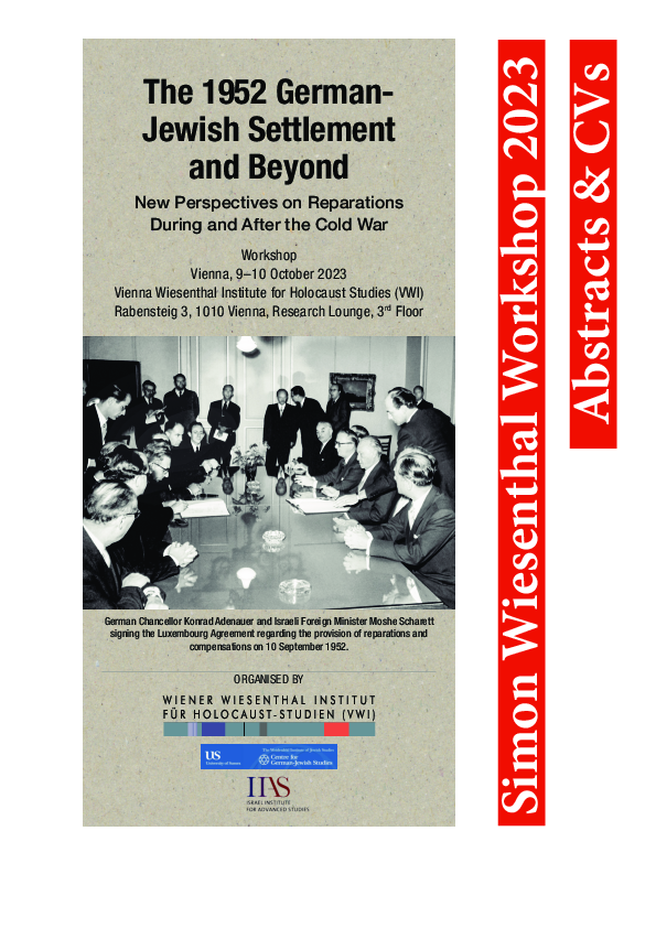 (PDF) Programme of "The 1952 German-Jewish Settlement and Beyond: New ...