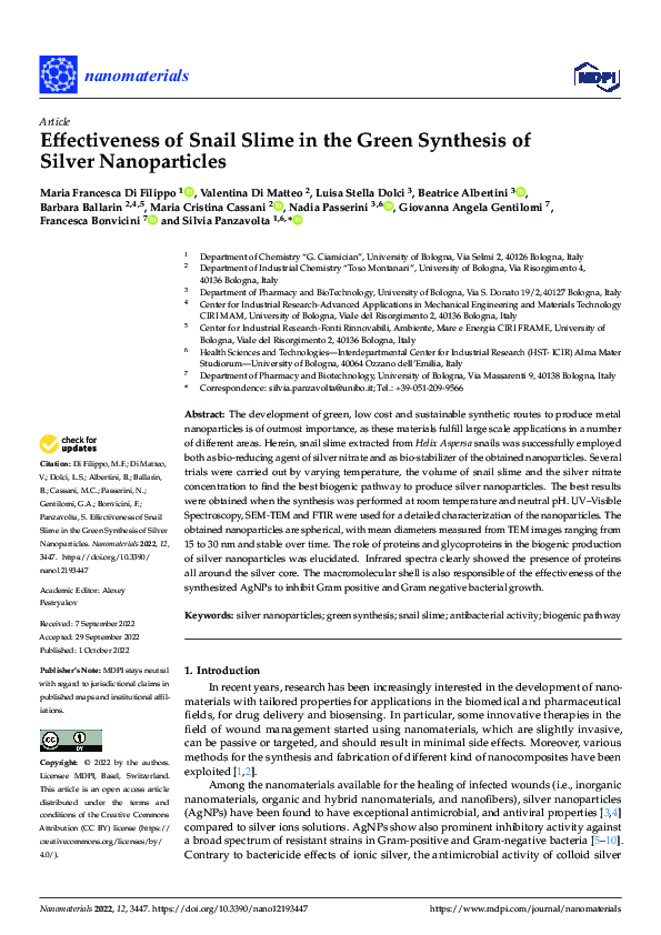 (PDF) Effectiveness of Snail Slime in the Green Synthesis of Silver ...