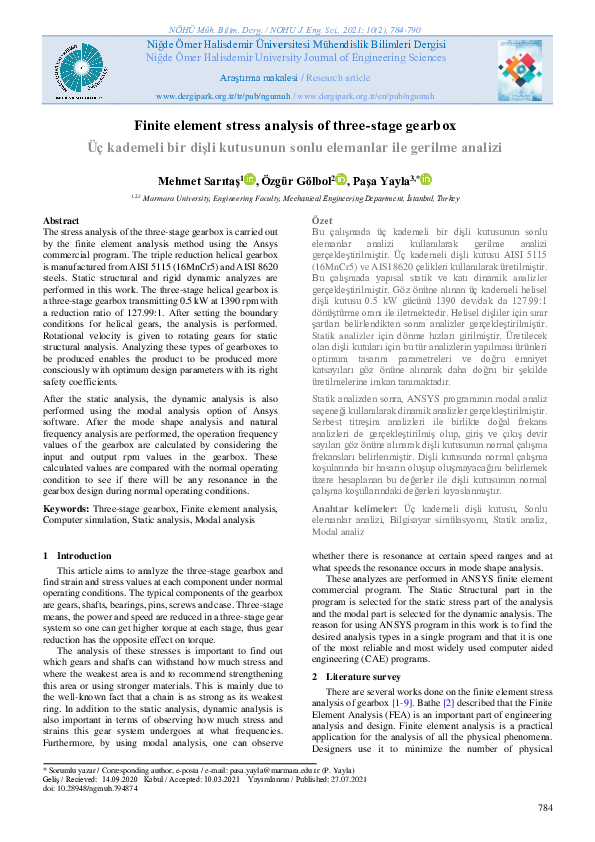 Pdf Finite Element Stress Analysis Of Three Stage Gear Box
