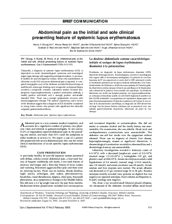 (PDF) Abdominal Pain as the Initial and Sole Clinical Presenting ...