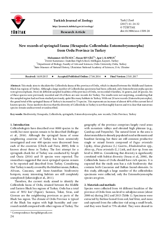 (PDF) New records of springtail fauna (Hexapoda: Collembola ...