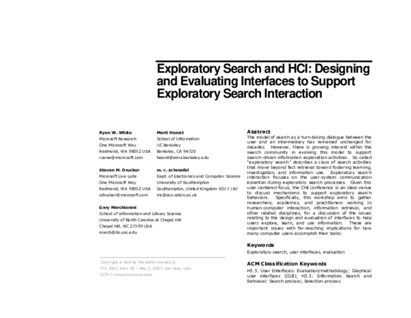(PDF) Exploratory search and HCI