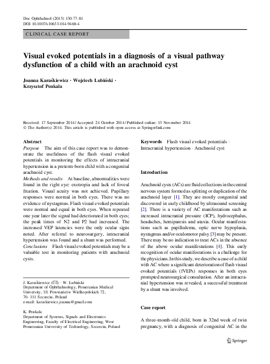 (PDF) Visual evoked potentials in a diagnosis of a visual pathway ...