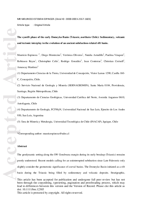 (PDF) The synrift phase of the early Domeyko Basin (Triassic, northern ...