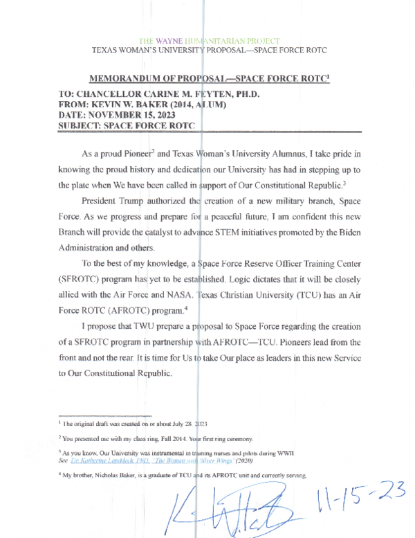 (PDF) Space Force ROTC Proposal-Texas Womans University