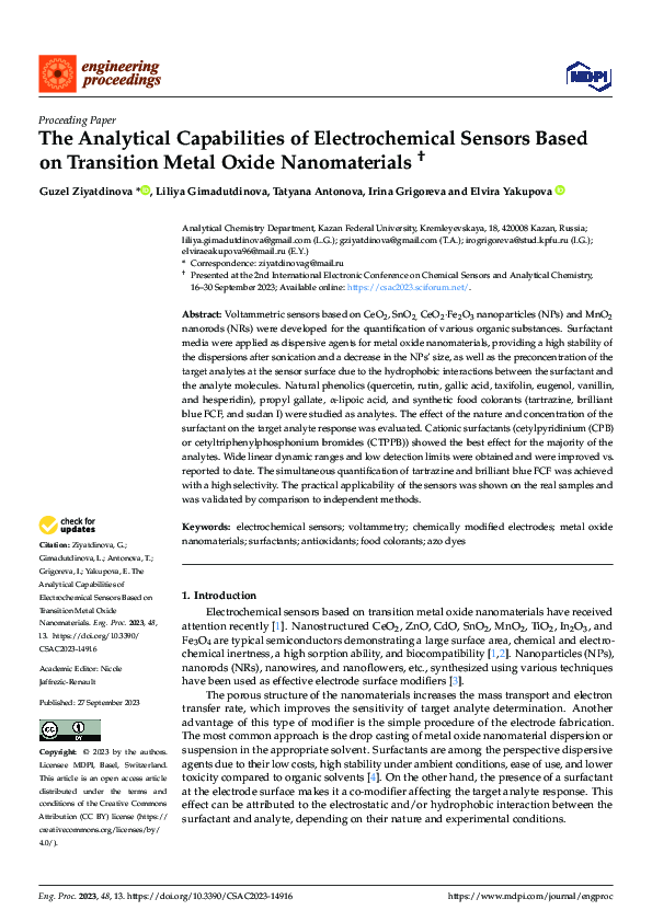 (PDF) The Analytical Capabilities of Electrochemical Sensors Based on Transition Metal Oxide ...