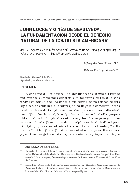 (PDF) John Locke y Ginés De Sepúlveda: La Fundamentación Desde El ...