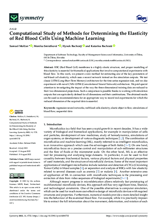 (PDF) Computational Study of Methods for Determining the Elasticity of Red Blood Cells Using ...