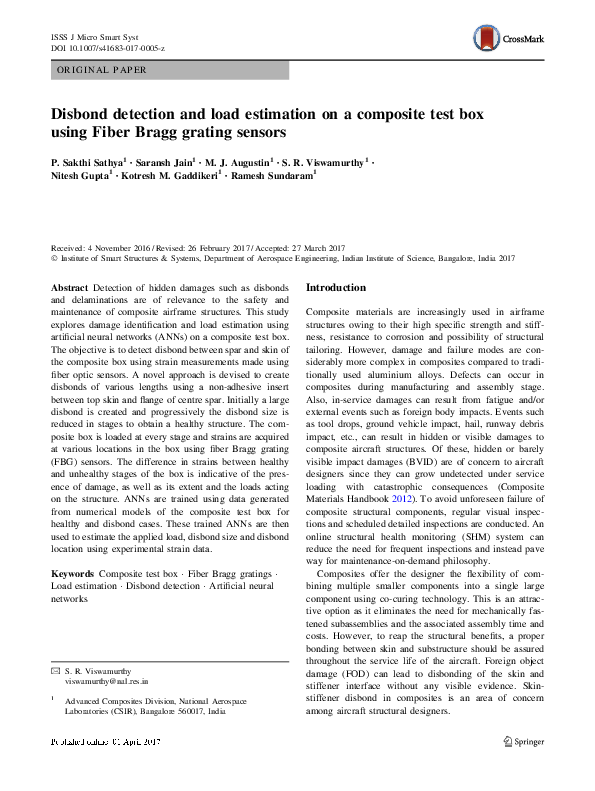 (PDF) Disbond detection and load estimation on a composite test box ...