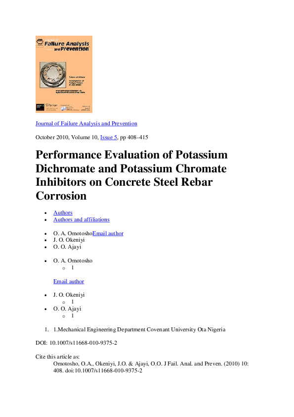 (PDF) Performance Evaluation of Potassium Dichromate and Potassium ...