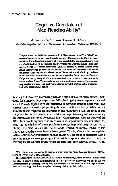 (PDF) Cognitive correlates of map-reading ability