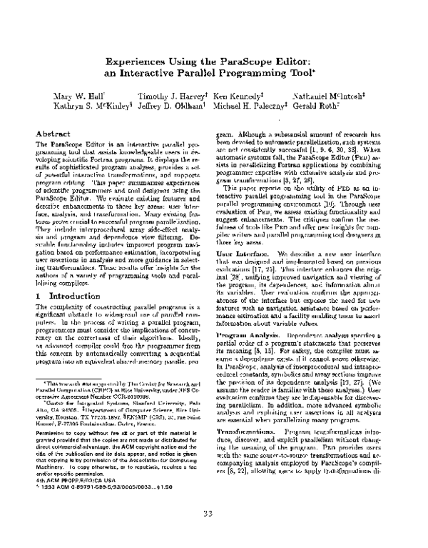 (PDF) Experiences using the ParaScope Editor