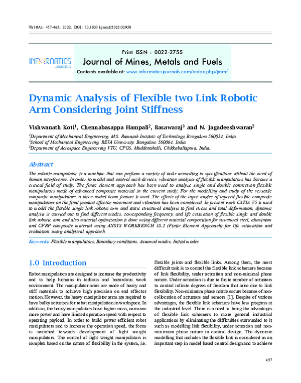 (PDF) Dynamic Analysis of Flexible two Link Robotic Arm Considering ...