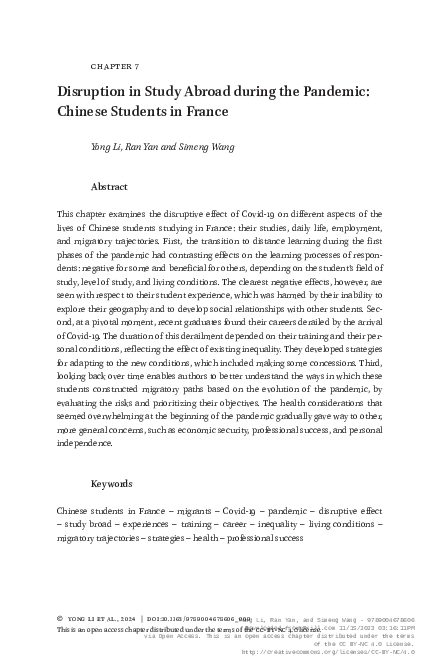 (PDF) Disruption in Study Abroad during the Pandemic: Chinese Students ...