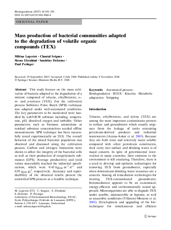 (PDF) Mass production of bacterial communities adapted to the ...