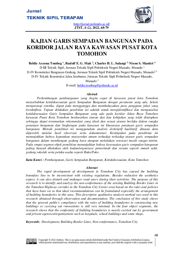(PDF) Kajian Garis Sempadan Bangunan Pada Koridor Jalan Raya Kawasan ...