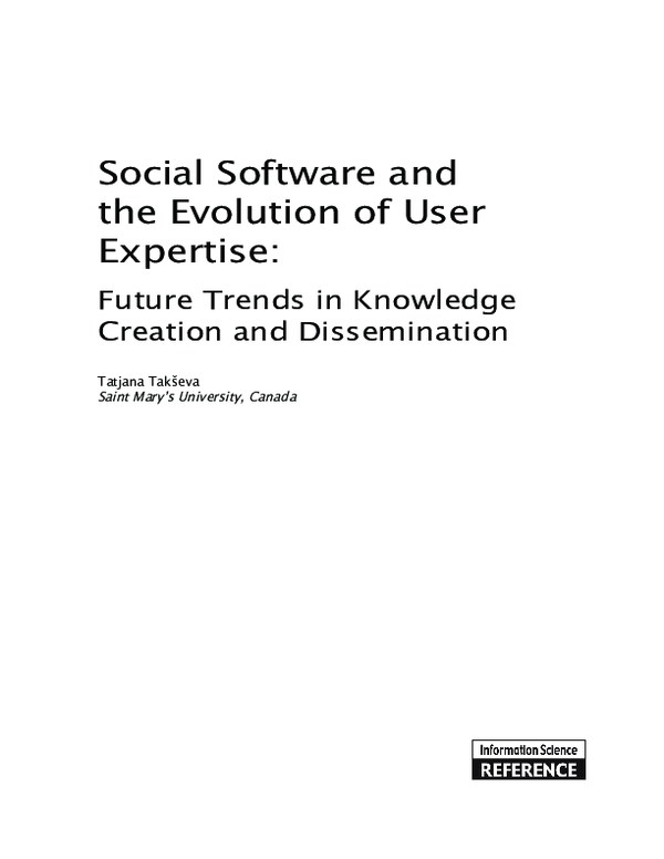 (PDF) Social Software and the Evolution of User Expertise: Future ...