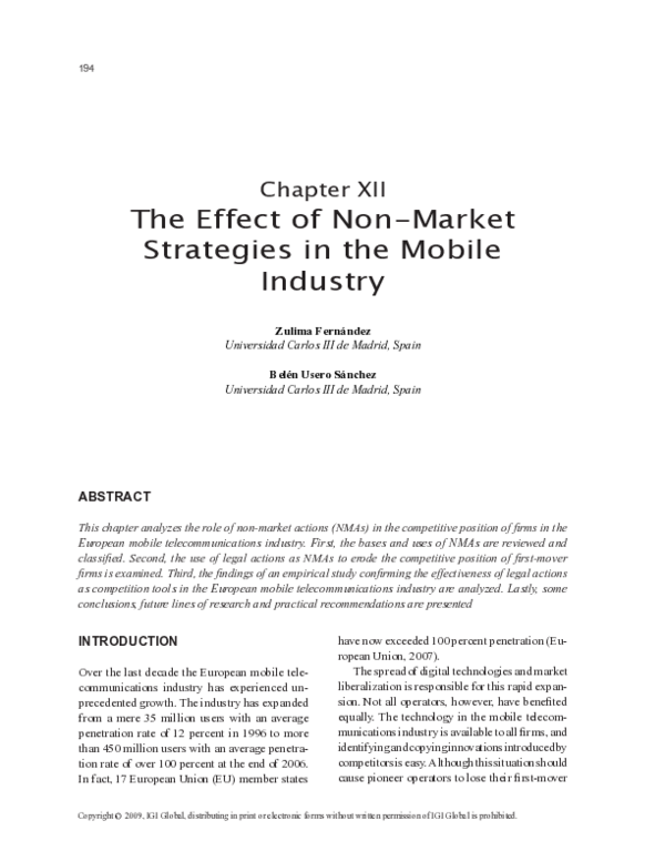 (PDF) The Effect of Non-Market Strategies in the Mobile Industry