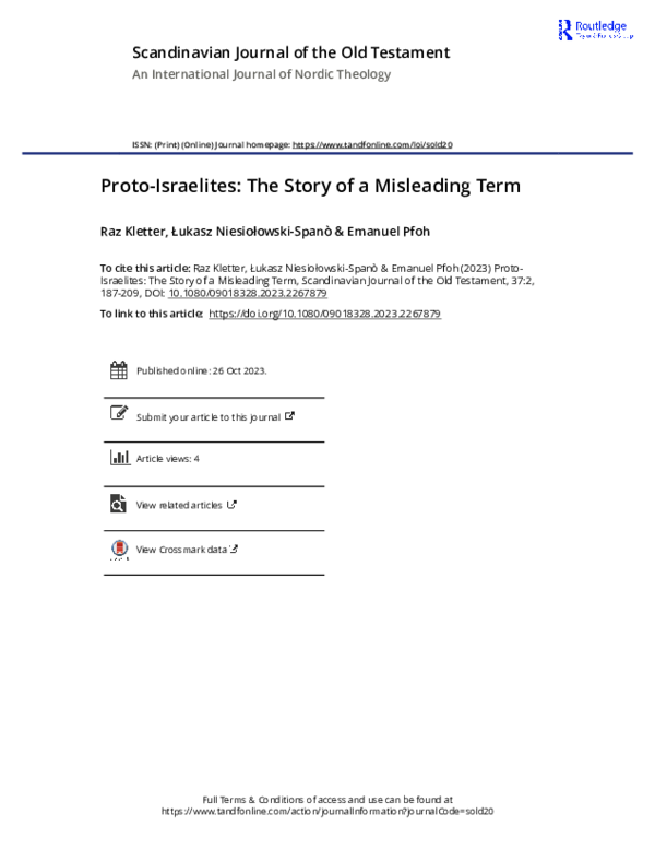 (PDF) 2023e: Proto-Israelites: The Story of a Misleading Term
