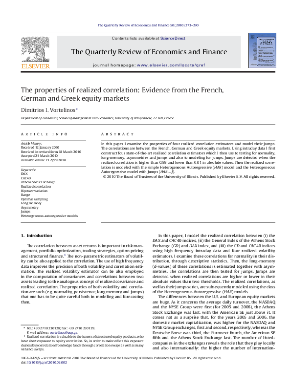 (PDF) The Properties of Realized Correlation: Evidence from the Greek ...