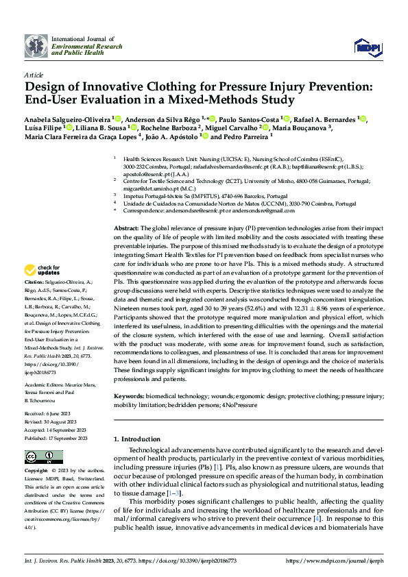 (PDF) Design of Innovative Clothing for Pressure Injury Prevention: End ...