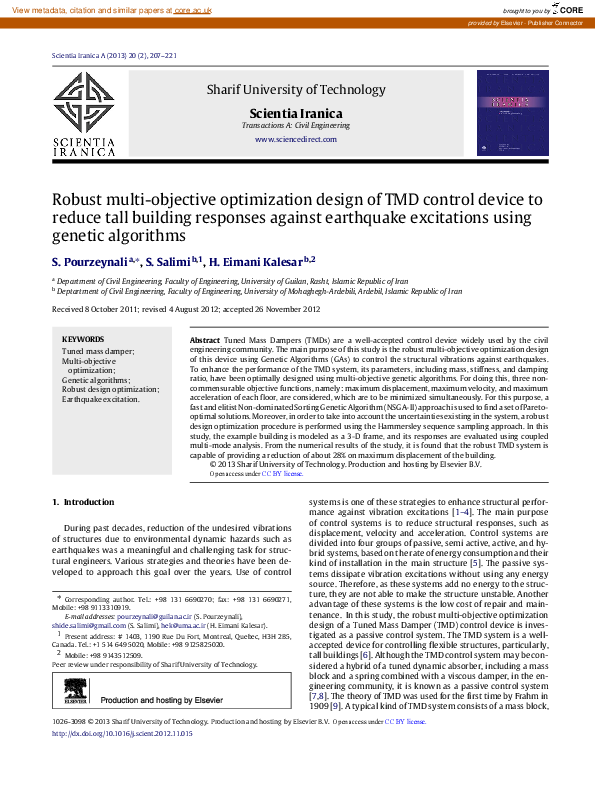 Pdf Optimizing Tmd Design For Earthquake Response