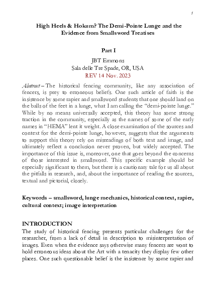 (PDF) High Heels & Hokum? The Demi-Pointe Lunge and the Evidence from ...