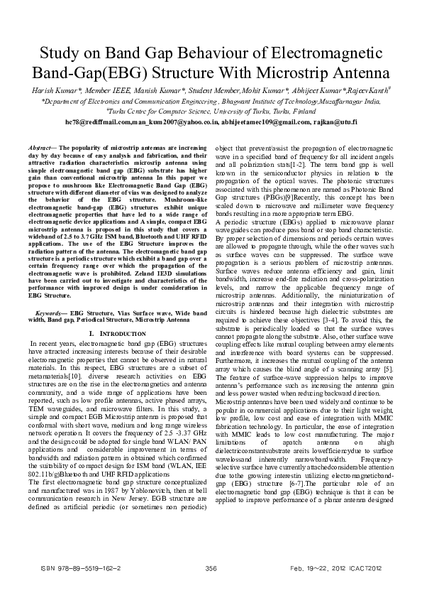(PDF) Study on band gap behaviour of electromagnetic band-gap(EBG ...