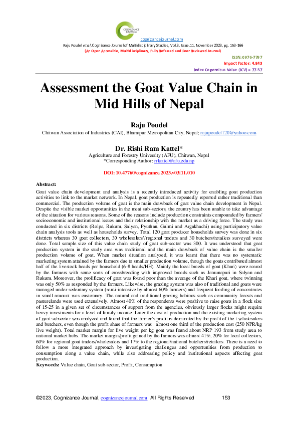 (PDF) Assessment the Goat Value Chain in Mid Hills of Nepal