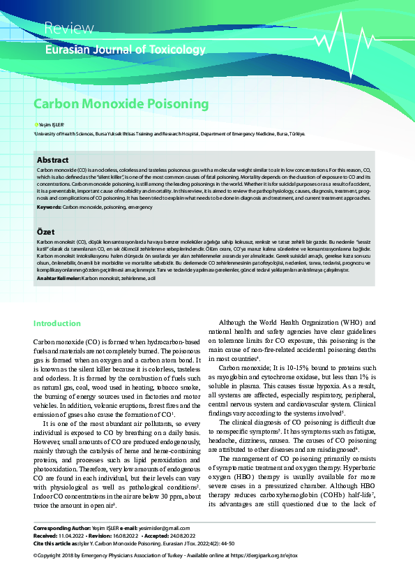 (PDF) Carbon Monoxide Poisoning