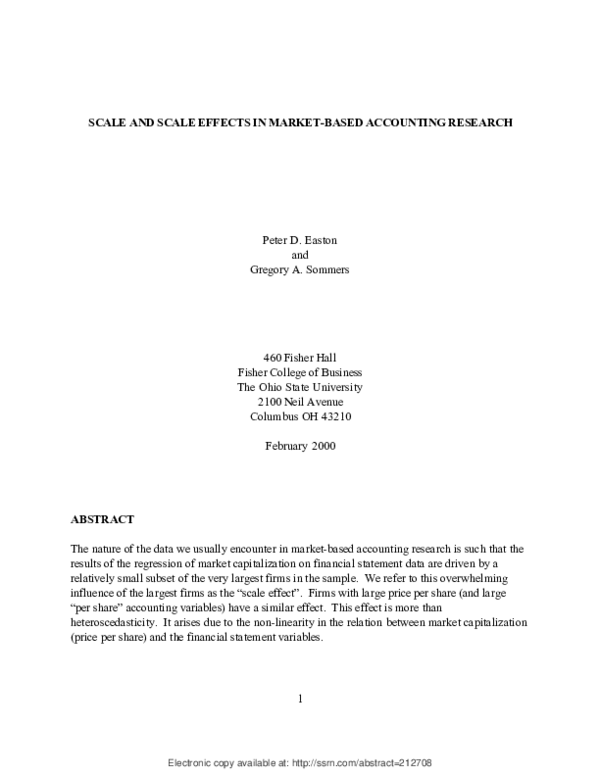 (PDF) Scale and Scale Effects in Market-Based Accounting Research