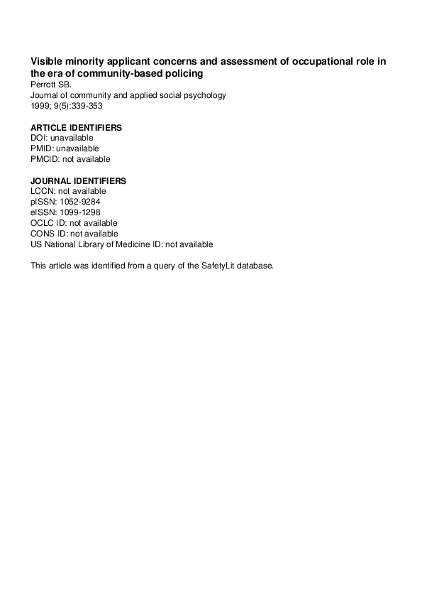 (PDF) Visible minority applicant concerns and assessment of ...
