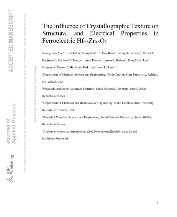 (PDF) The influence of crystallographic texture on structural and electrical properties in ...