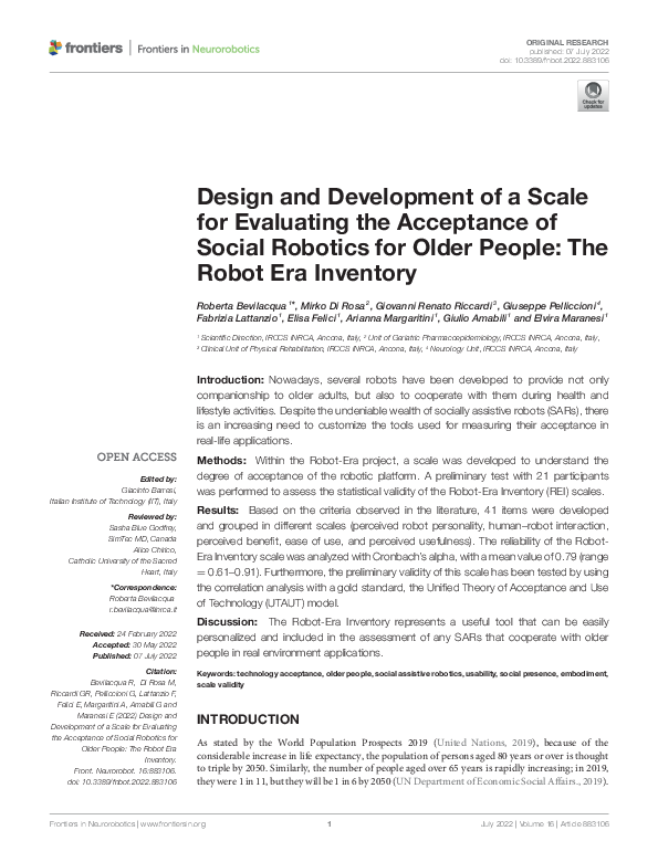 (PDF) Design and Development of a Scale for Evaluating the Acceptance of Social Robotics for ...
