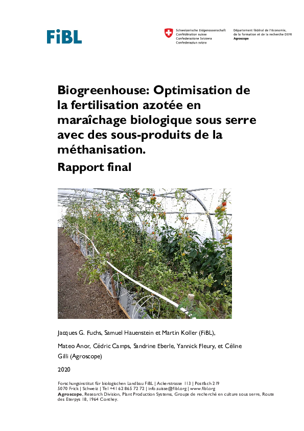 (PDF) Biogreenhouse: Optimisation de la fertilisation azotée en ...