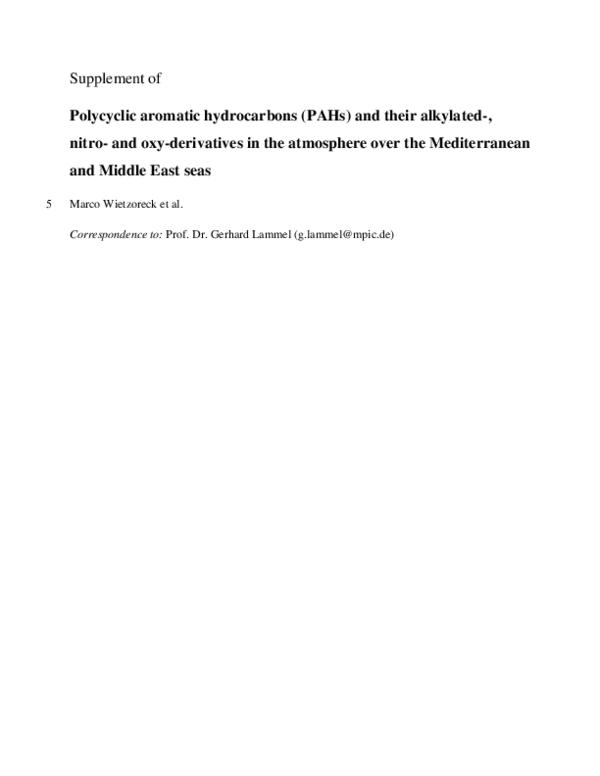 (PDF) Supplementary material to "Polycyclic aromatic hydrocarbons (PAHs) and their alkylated ...