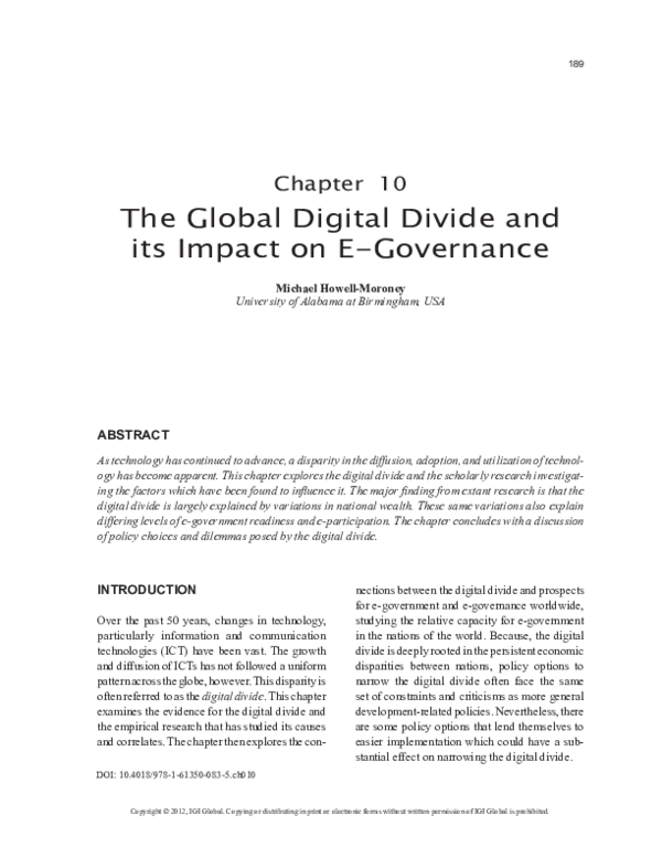 (PDF) The Global Digital Divide and Its Impact on E-Governance