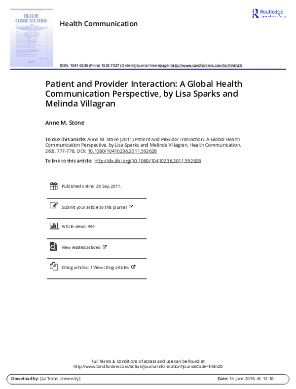 (PDF) Patient and Provider Interaction: A Global Health Communication ...