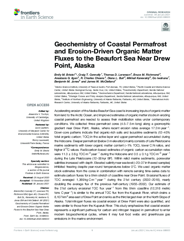 (PDF) Geochemistry of Coastal Permafrost and Erosion-Driven Organic ...
