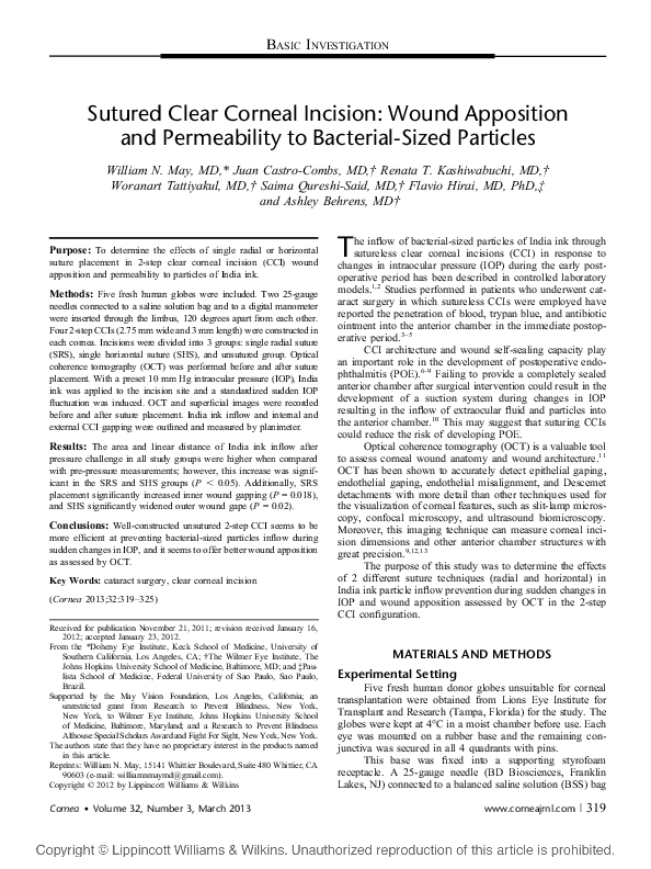 (PDF) Sutured Clear Corneal Incision