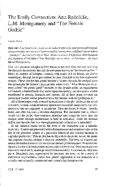(PDF) The Emily Connection: Ann Radcliffe, LM Montgomery and The Female ...