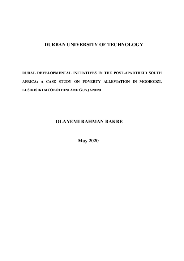 (PDF) Rural developmental initiatives in the post-apartheid South ...