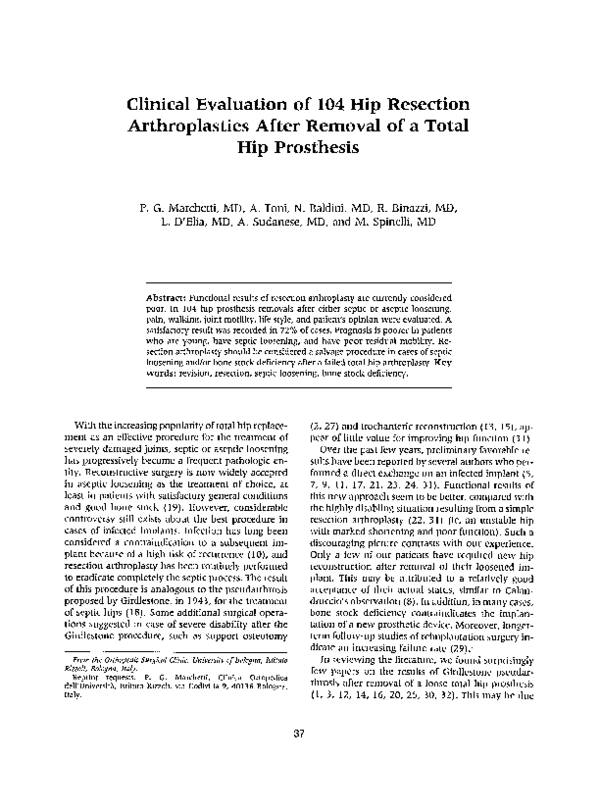 (PDF) Clinical evaluation of 104 hip resection arthroplasties after ...
