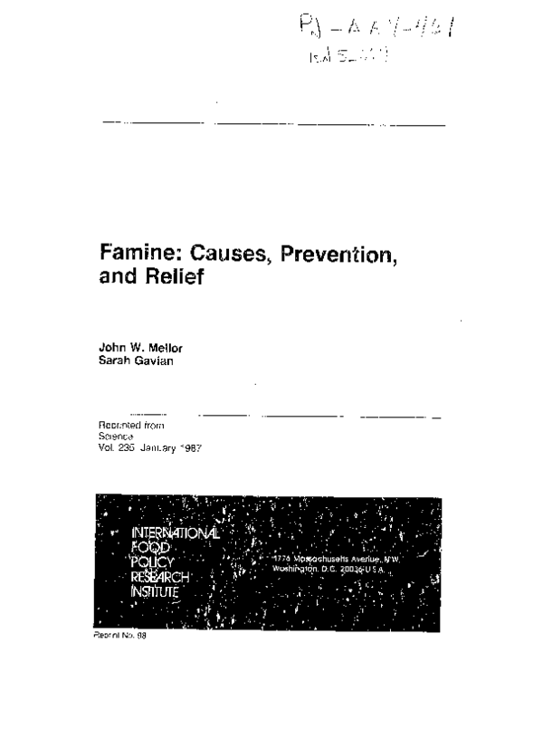 (PDF) Famine: Causes, Prevention, and Relief