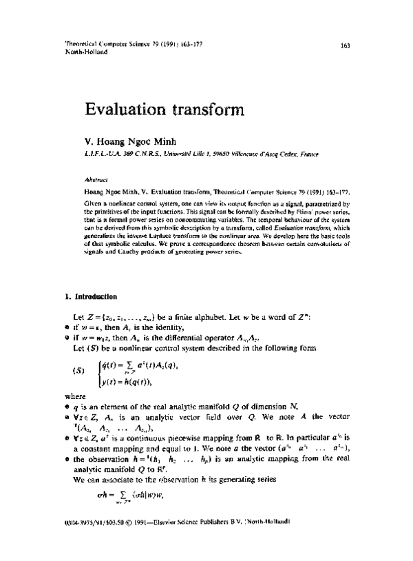 (PDF) Evaluation transform