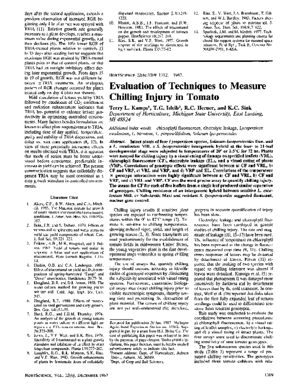 (PDF) Measuring Chilling Injury in Tomato: Technique Evaluation