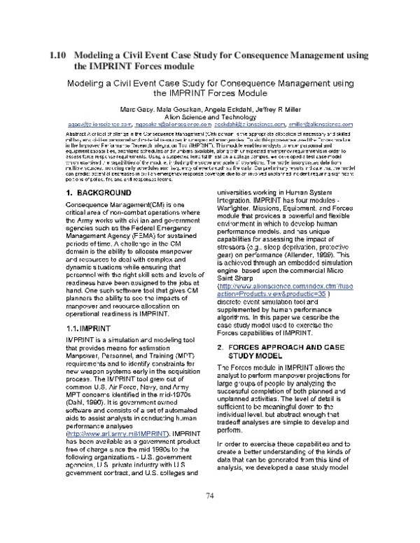 (PDF) Modeling a Civil Event Case Study for Consequence Management ...