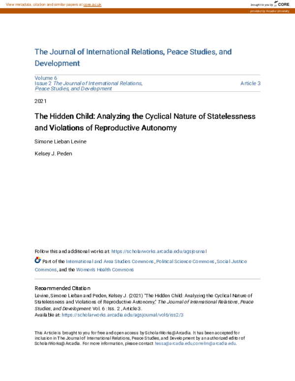 (PDF) The Hidden Child: Analyzing the Cyclical Nature of Statelessness ...