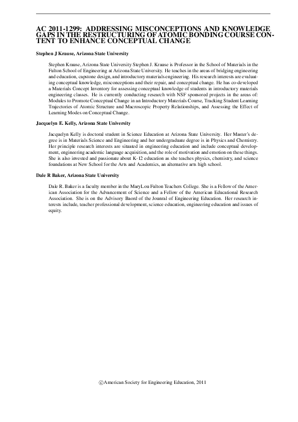 (PDF) Ac 2011-1299: Addressing Misconceptions and Knowledge ...